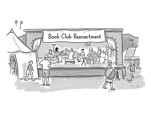 Cartoon: book club re-enactment