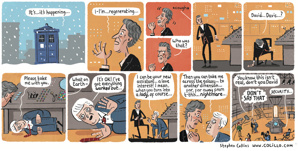 Stephen Collins's cartoon: David Davis and Dr Who